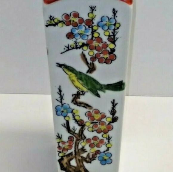 Action Lobeco | Accents | Vintage Japan Handpainted Floral Bird Vase ...